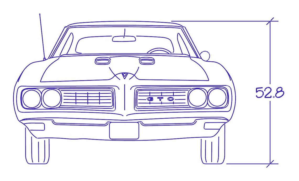 1968 Pontiac GTO "blueprint Drawing" Unframed Color Poster Print - Etsy