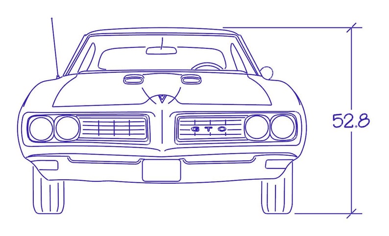 1968 Pontiac GTO "blueprint Drawing" Unframed Color Poster Print - Etsy
