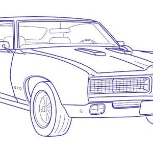 1969 Pontiac GTO "blueprint Drawing" Unframed Color Poster Print - Etsy