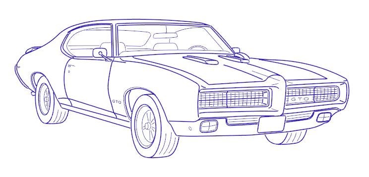 1969 Pontiac GTO "blueprint Drawing" Unframed Color Poster Print - Etsy