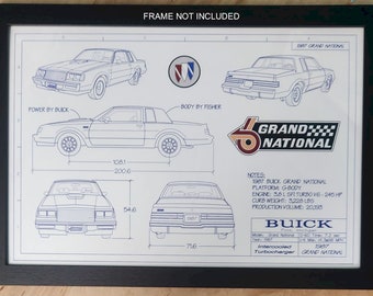 1966 Mustang Coupe blueprint Drawing Unframed Color Poster Print - Etsy