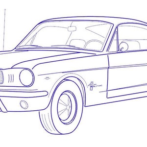 1966 Mustang Fastback "blueprint Drawing" Unframed Color Poster Print ...