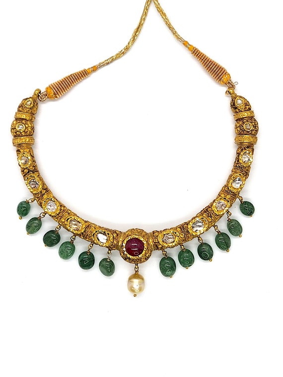 Vintage 80s necklace gold - Gem