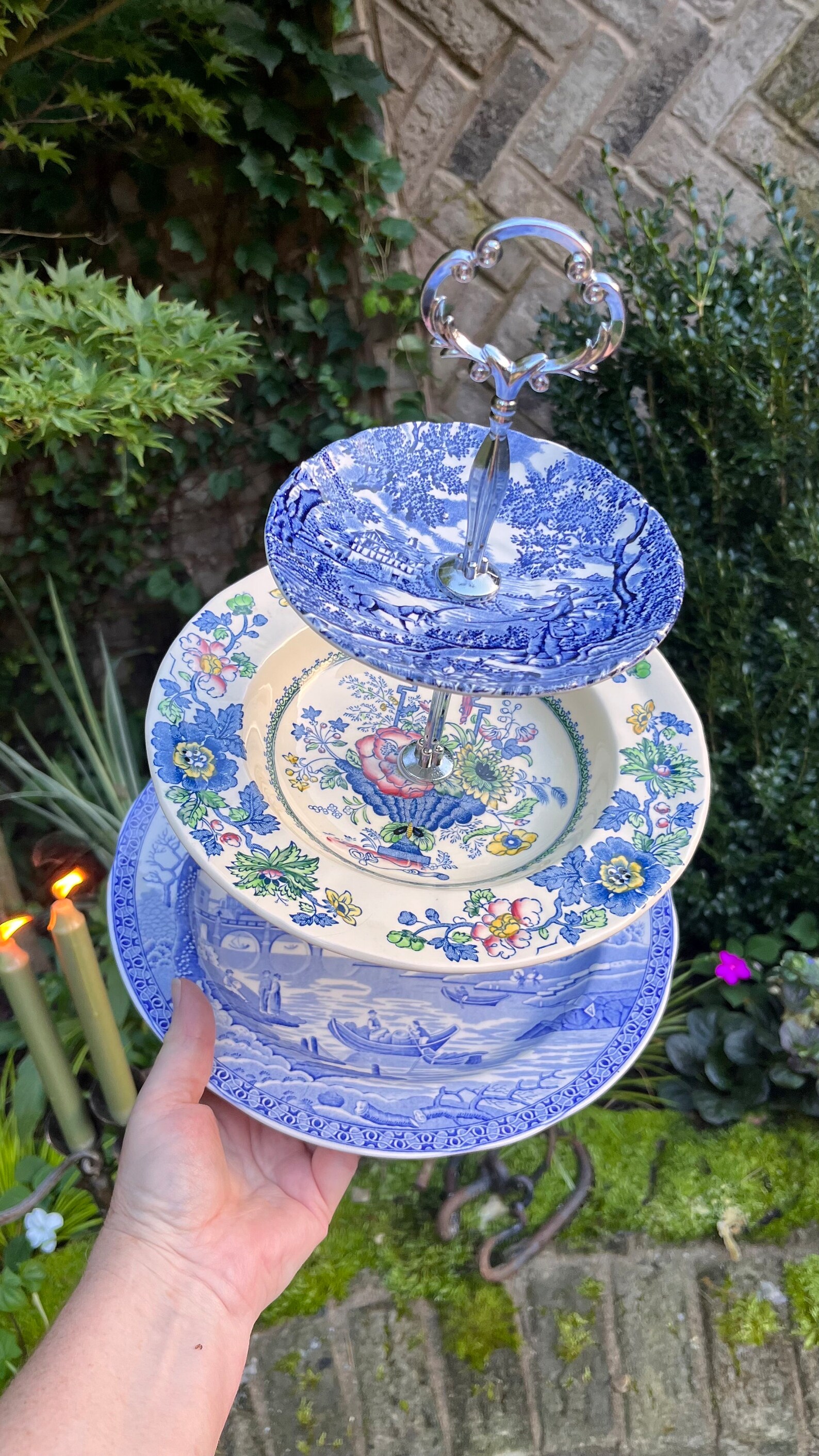 Franciscan Strathmore Cake Stand / Serving Tier Chinoiserie Shabby Chic ...