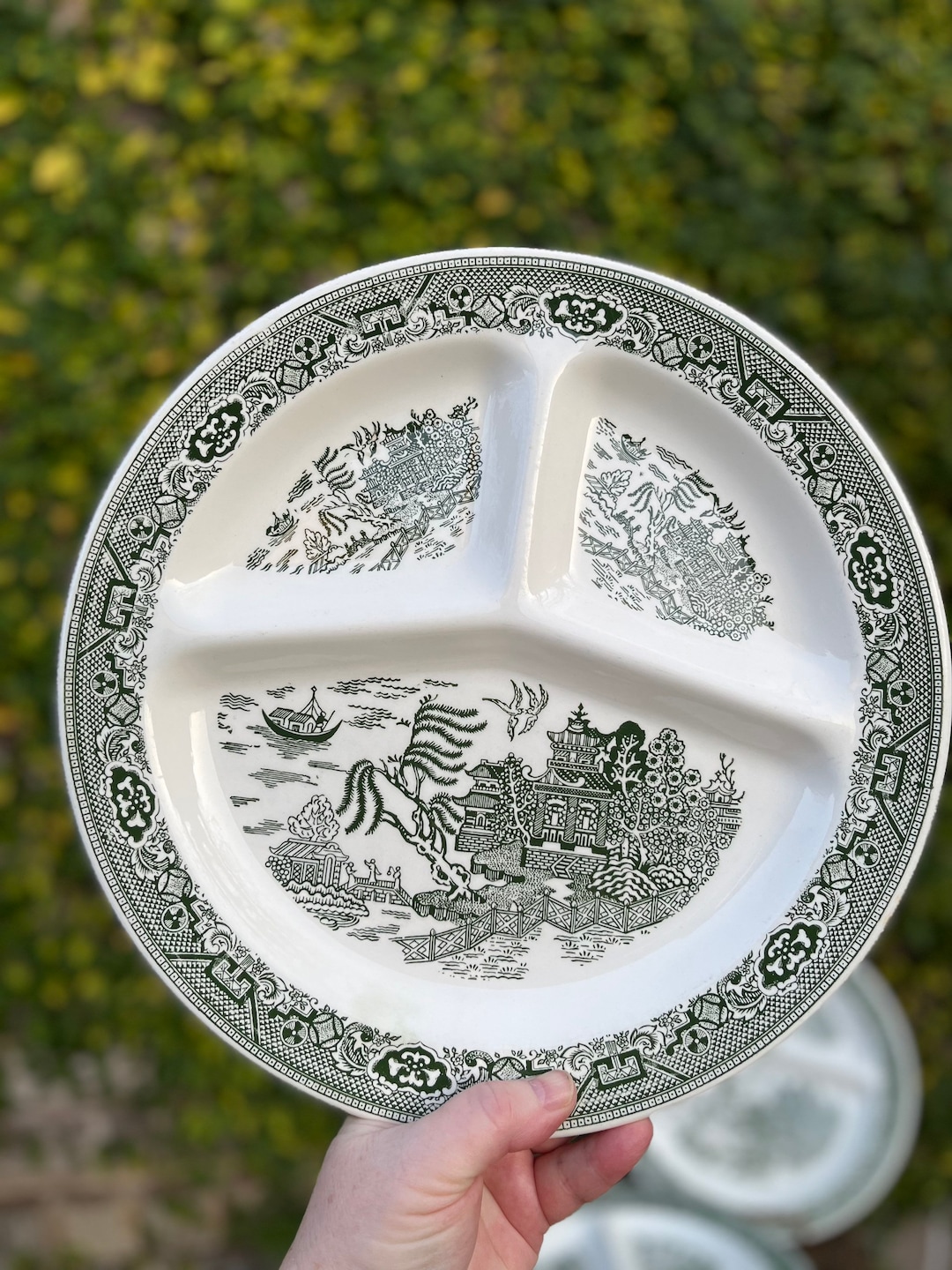 Green Willow 11.25” Grill Plate Chop Plate Set of Eight Royal China ...