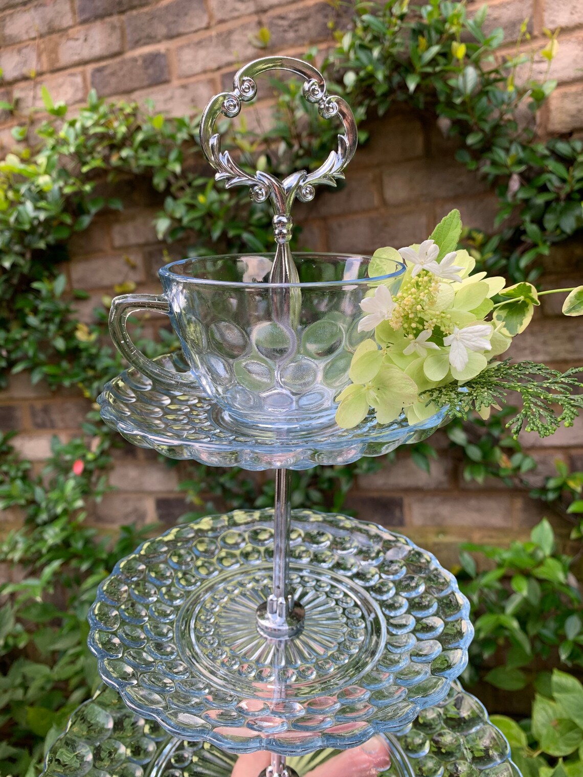 Fab Cake Stand / Tiered Serving Piece Anchor Hocking Blue - Etsy