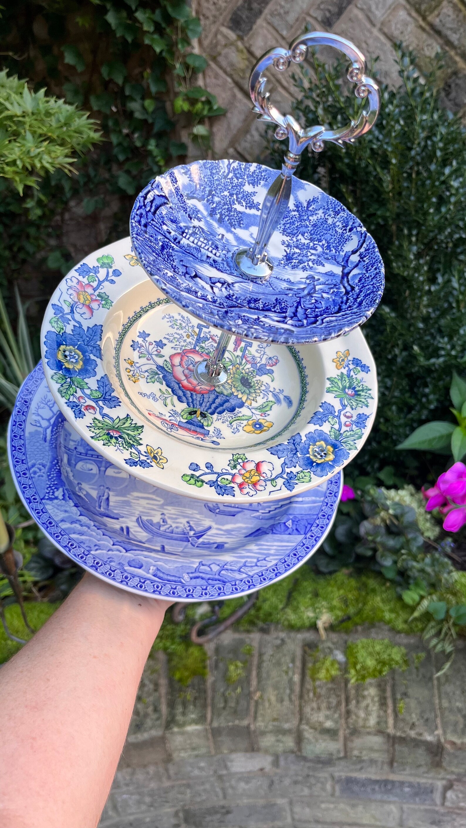 Franciscan Strathmore Cake Stand / Serving Tier Chinoiserie Shabby Chic ...