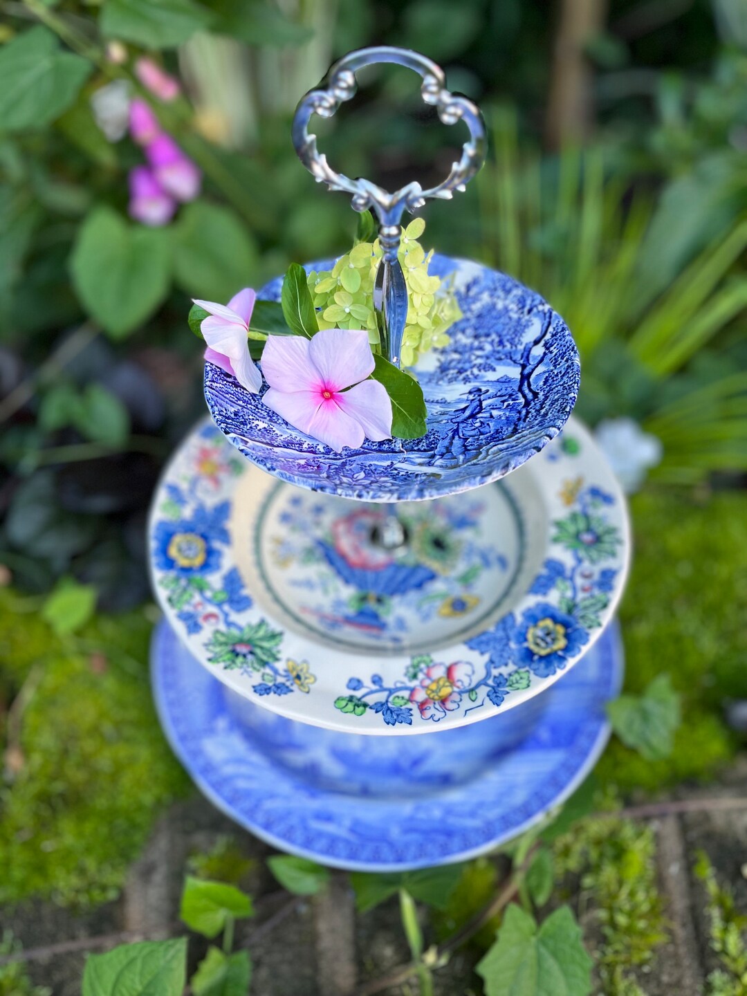 Franciscan Strathmore Cake Stand / Serving Tier Chinoiserie Shabby Chic ...