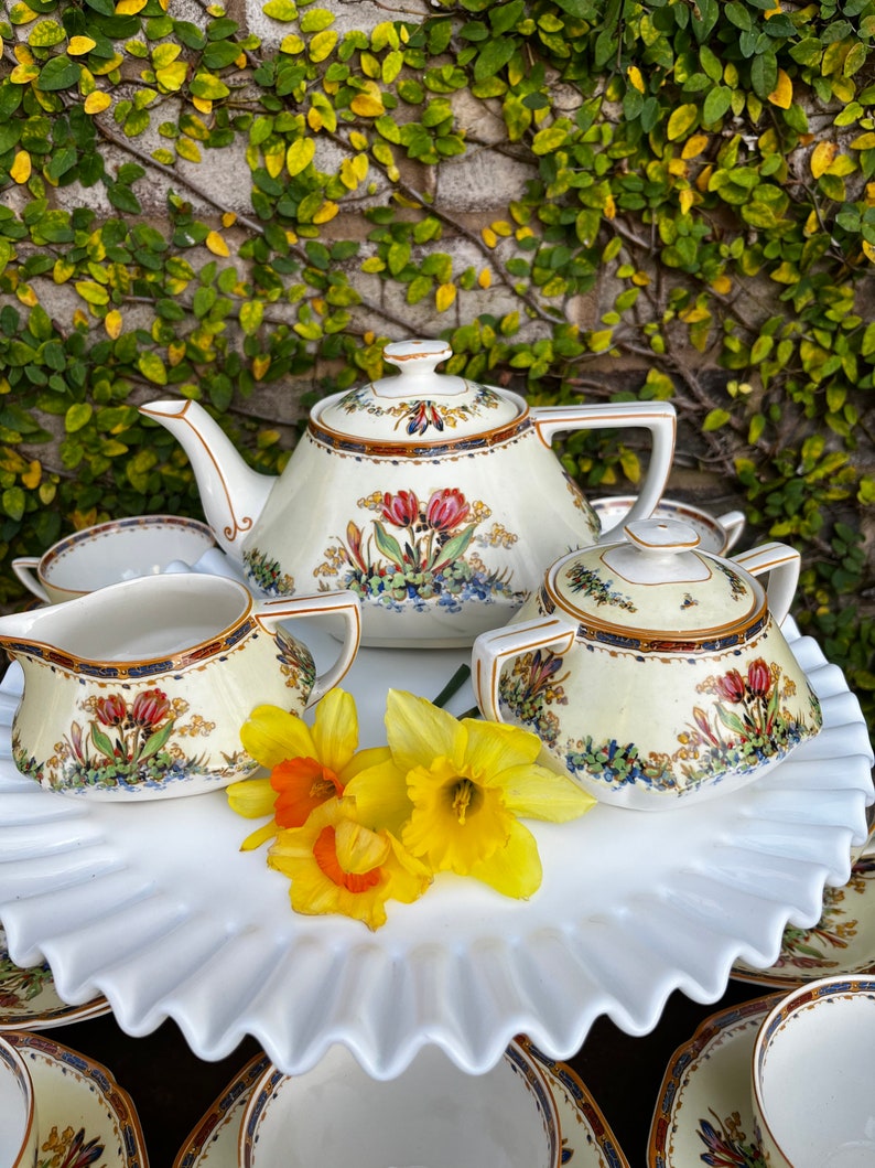 Crown Ducal Tulip Tea Set England. Reg No 732597. 1920s | Etsy