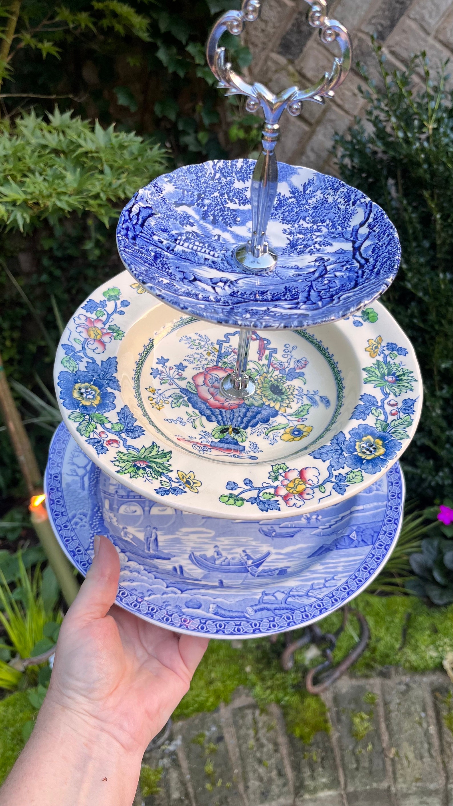 Franciscan Strathmore Cake Stand / Serving Tier Chinoiserie Shabby Chic ...