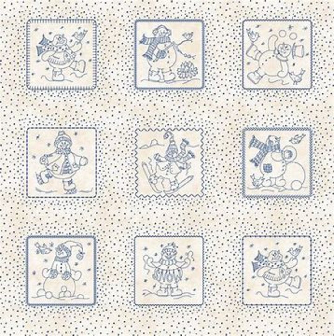 ROLY-POLY SNOWMEN - Adorable Winter Snowmen Fabric Premium Quilting ...