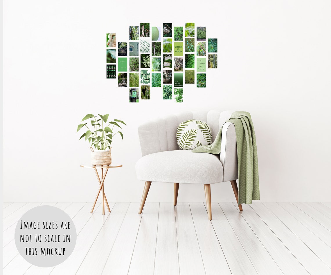 Green Aesthetic Wall Collage, Nature Wall Collage Kit Aesthetic Collage ...