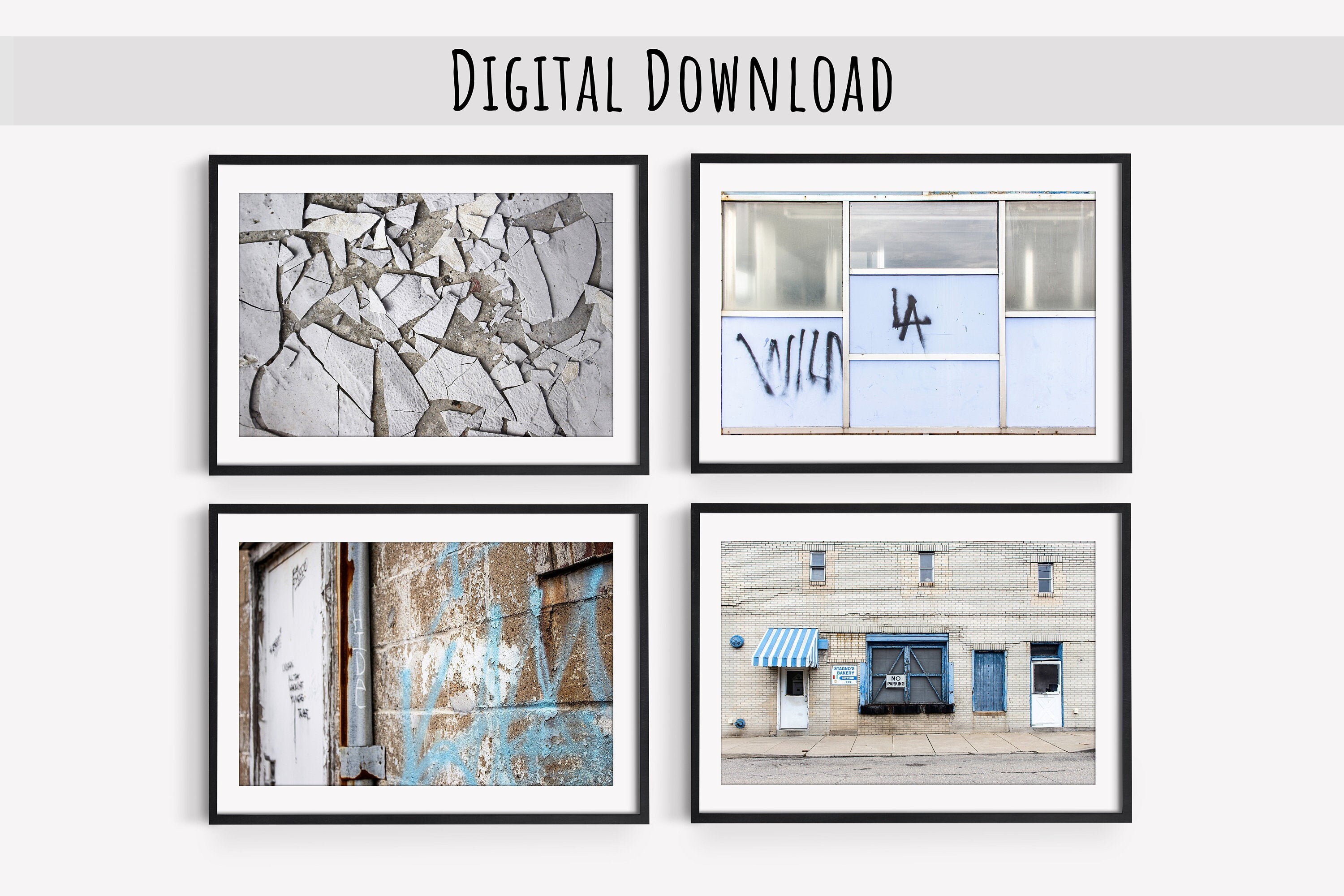 Architecture Print Set Printable Set of 4 Rustic Industrial - Etsy