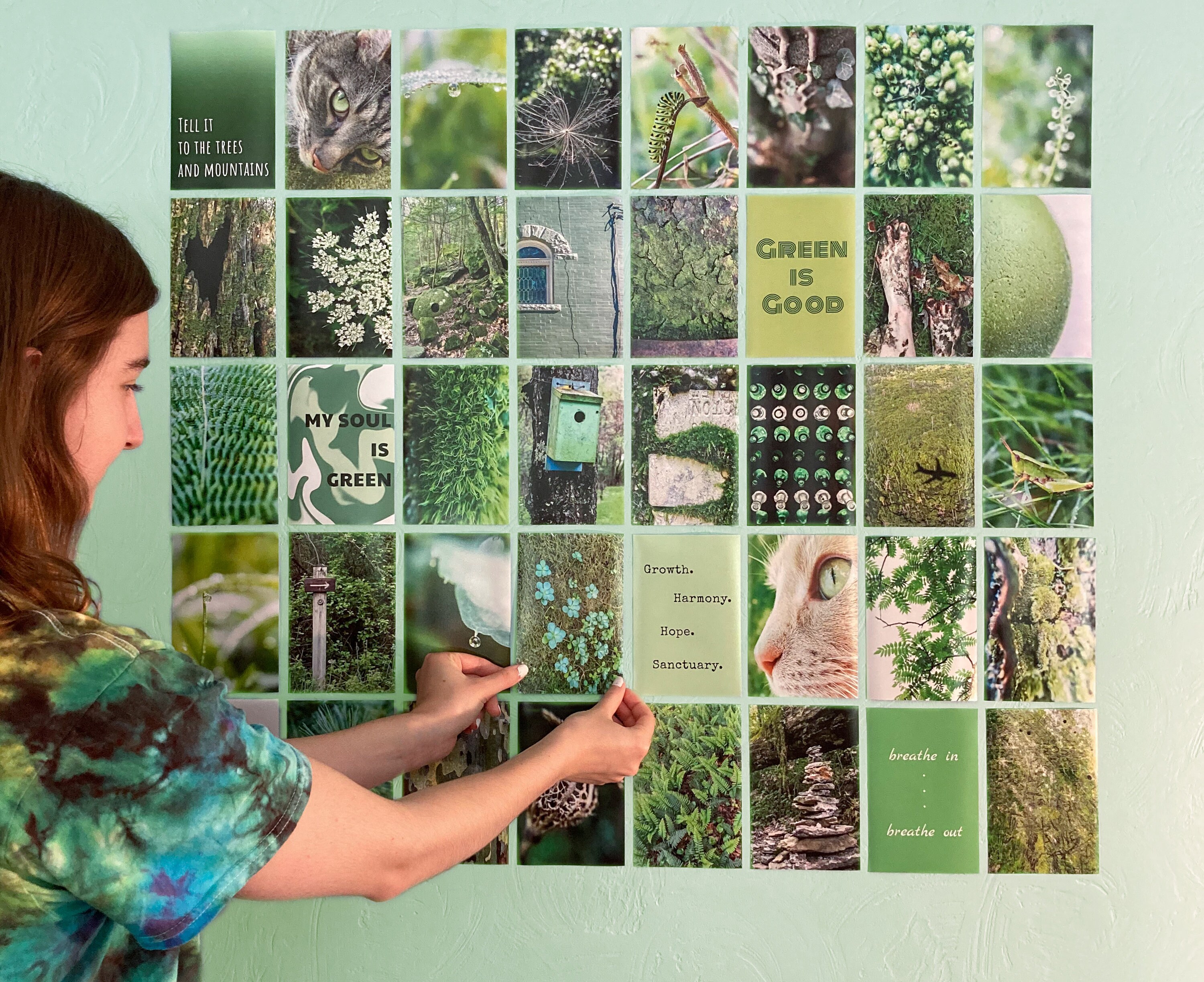 Green Aesthetic Room Decor, Earthy Nature Wall Collage Kit, 40 Pcs ...