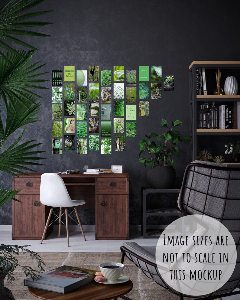 Green Aesthetic Wall Collage, Nature Wall Collage Kit Aesthetic Collage ...
