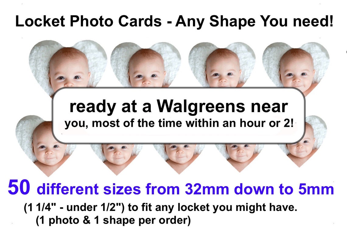 Physical Locket Photos 50 Different Sizes. pick up at - Etsy