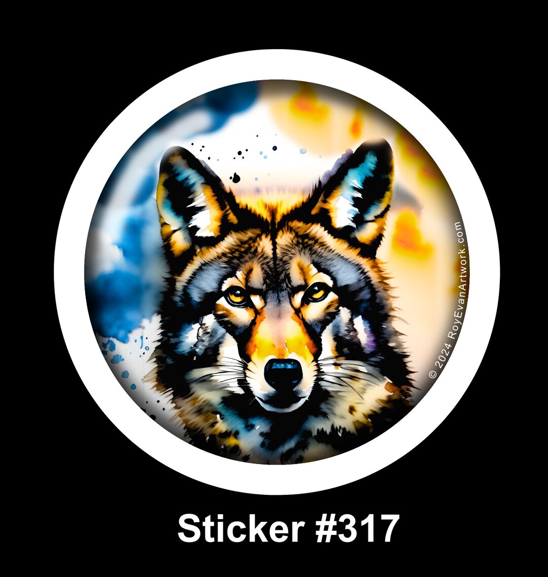 3" Sticker - "coyote" Vinyl Waterproof Paper Stickers -animal ...