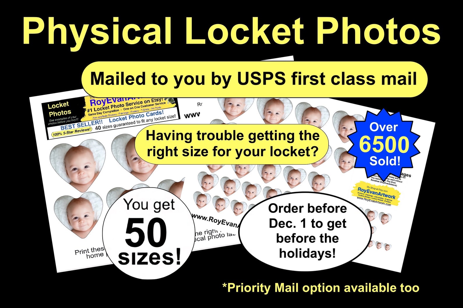 Physical Locket Photos 50 Sizes of Ea. Any Shape - Etsy