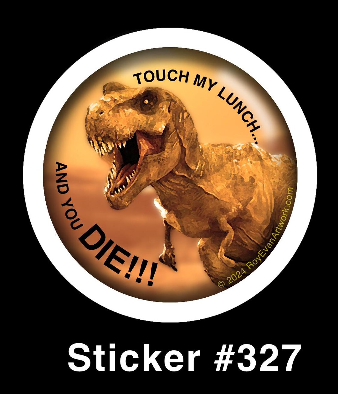 T-rex Lunch Warning Vinyl Waterproof Paper Sticker Scrapbooking Laptop ...