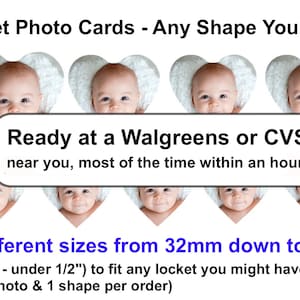 Physical Locket Photos- 50 Different Sizes. -pick up at Walgreens ...
