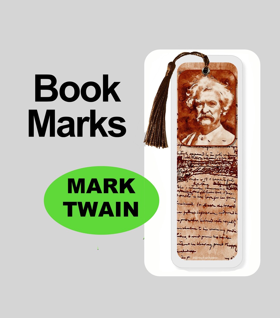 5" Book Mark - Mark Twain Theme - Laminated - Books - Library Gift ...