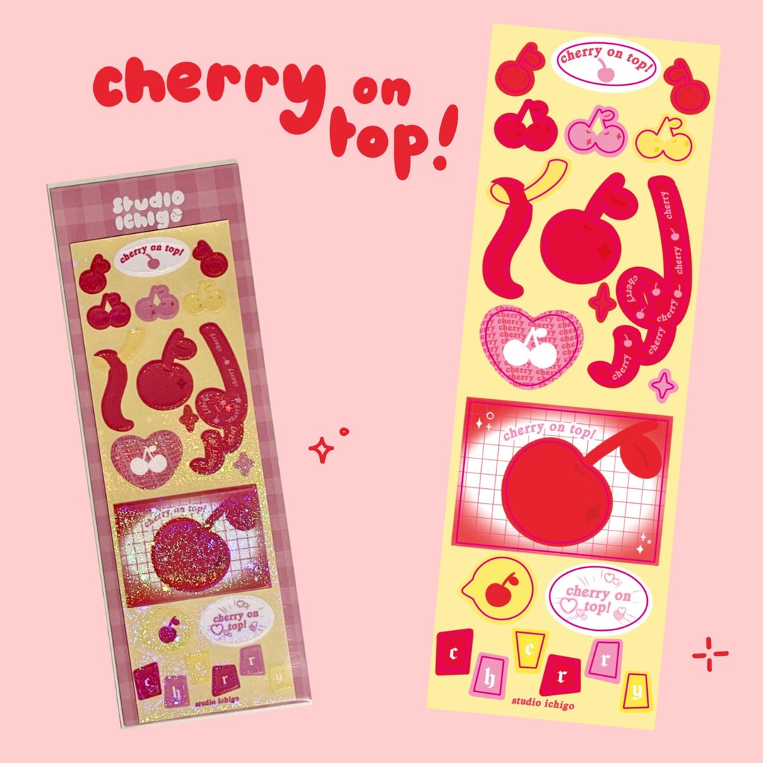 Cherry on Top Deco Glitter Seal Sticker Sheet - Etsy