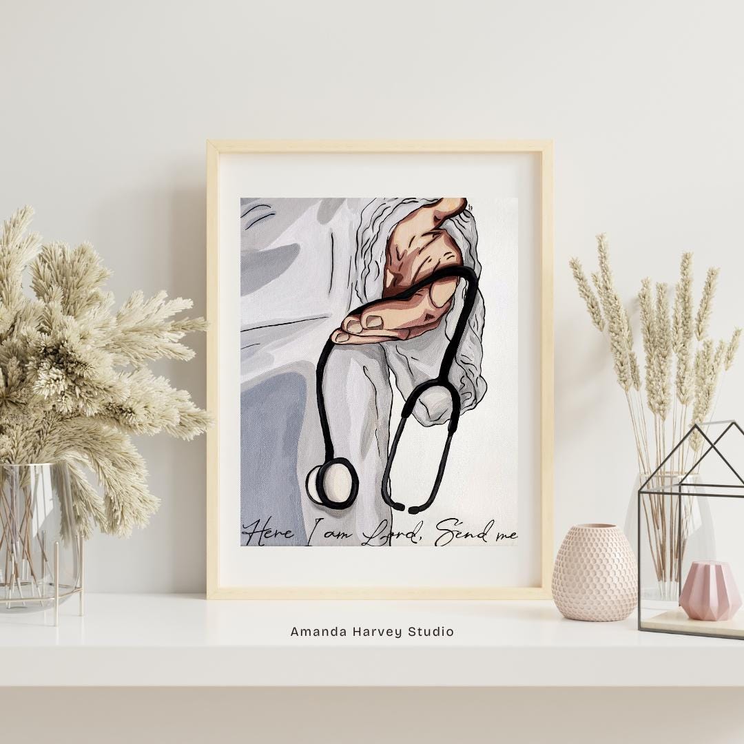 God’s Hand Nurse Wall Art Print | Here I Am Lord Send Me | 8x10 ...
