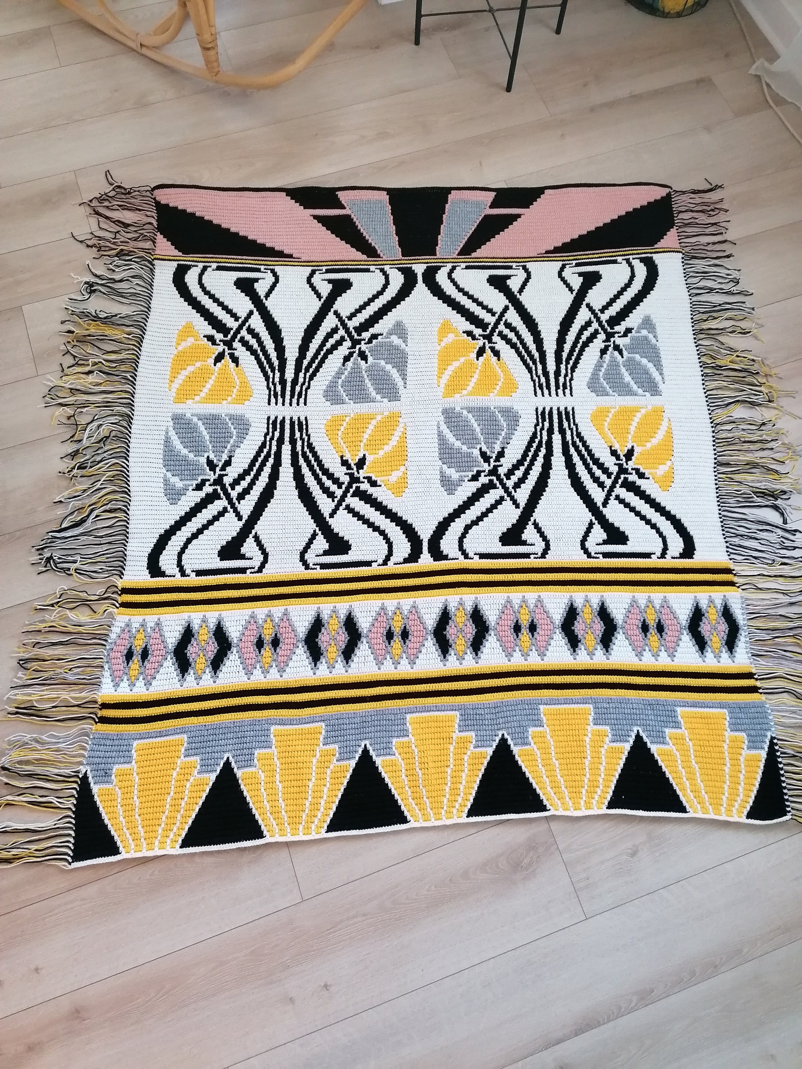 1925's Art Deco Mosaic Crochet Blanket Pattern - Etsy