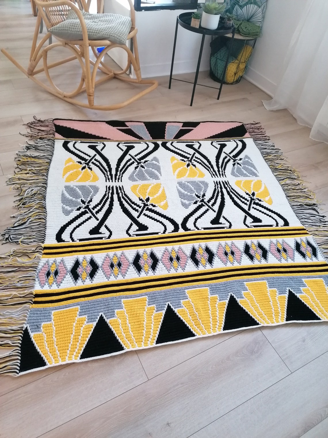 1925's Art Deco Mosaic Crochet Blanket Pattern - Etsy