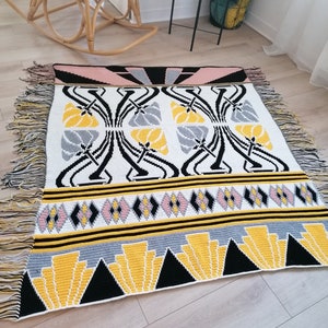 1925's Art Deco Mosaic Crochet Blanket Pattern - Etsy