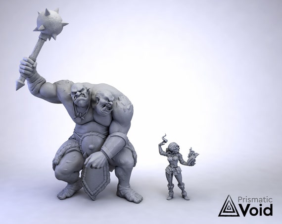 Miniature Toys 2 Headed Giant Ettin Unpainted Dungeons and Dragons Boss ...