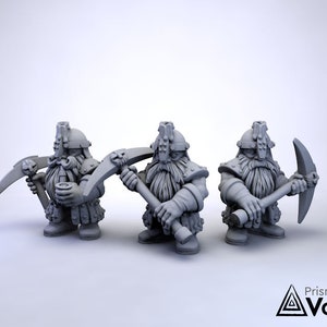 Dwarf Miners With Pickaxes Miniatures for Dungeons & Dragons, Tabletop ...