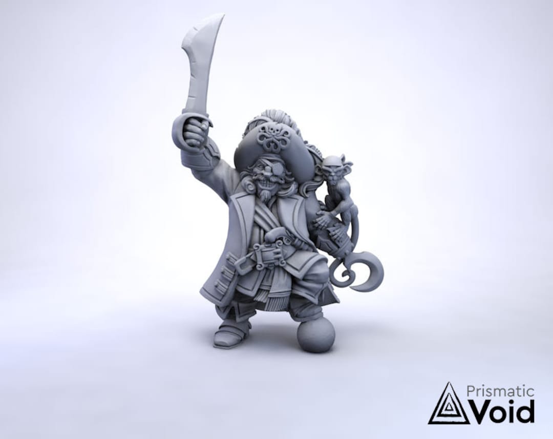 Dwarf Pirate Captain - Miniature for Dungeons & Dragons, Tabletop RPG ...