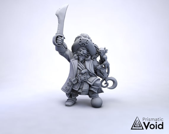 Dwarf Pirate Captain Miniature for Dungeons & Dragons | Etsy