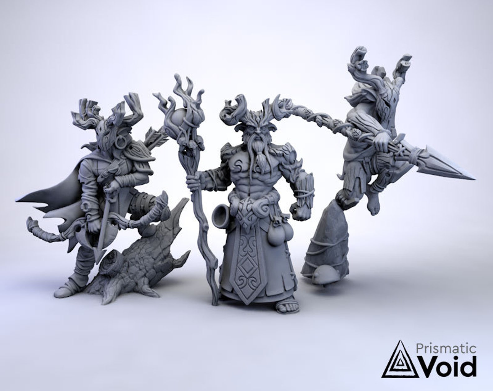 Dryad Druid With Warriors / Fey Miniatures for Dungeons & | Etsy
