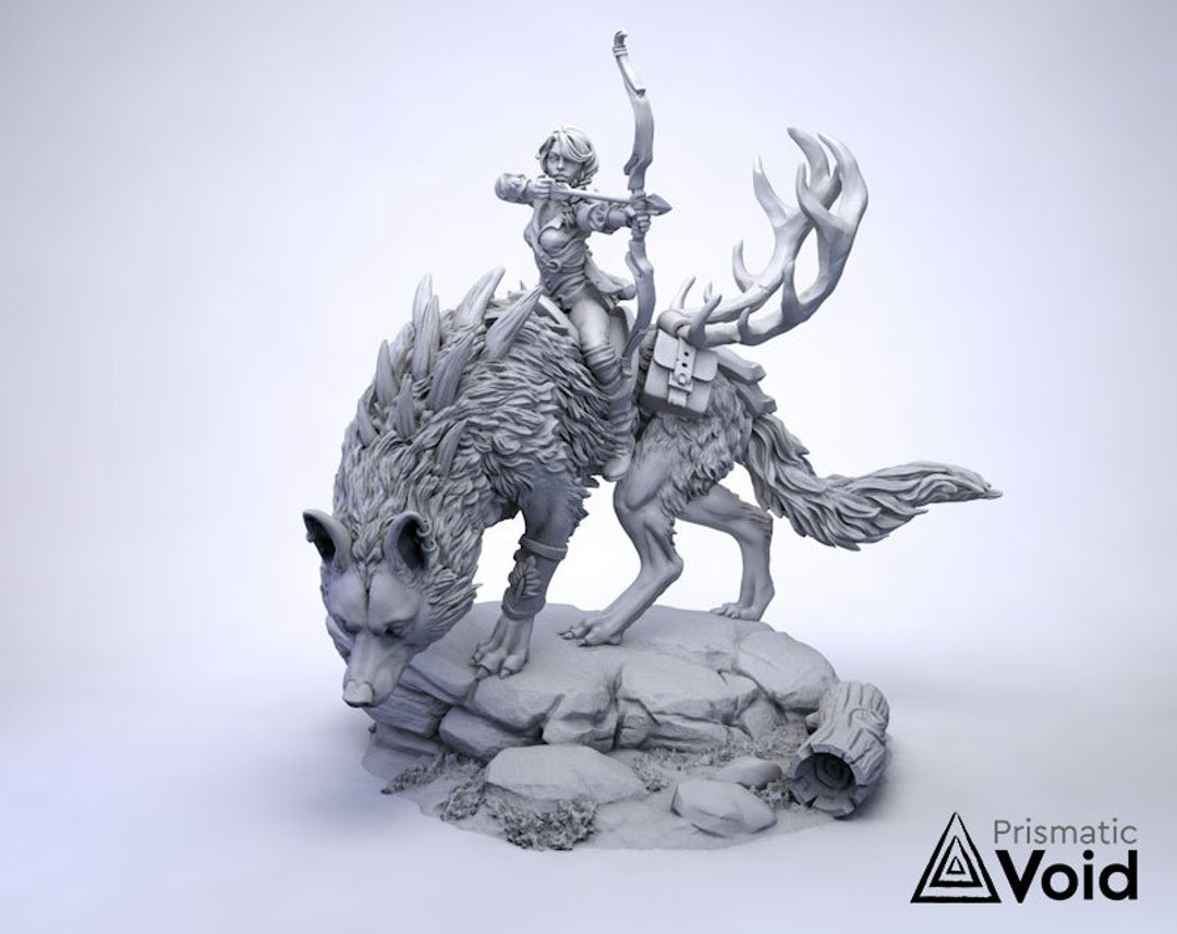 Epic Heroes: Veteran Ranger on a Dire Wolf Variants Miniature for ...