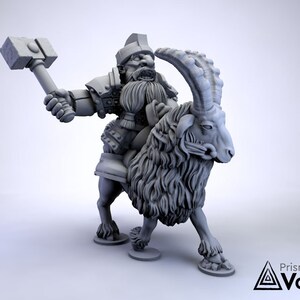 Dwarf Warriors on Goats Miniatures for LOTR, Dungeons & Dragons ...