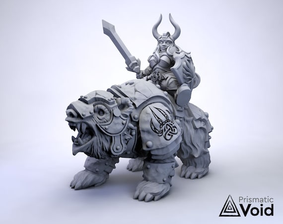 Dwarven Queen on the Warbear Miniature for Dungeons & - Etsy