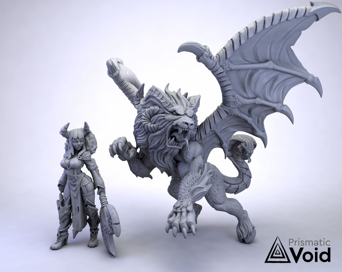 Chimera Miniature for Dungeons & Dragons Tabletop RPG - Etsy