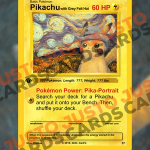 Pikachu With Grey Felt Hat - Wotc Style Custom Pokemon Art Card Van ...