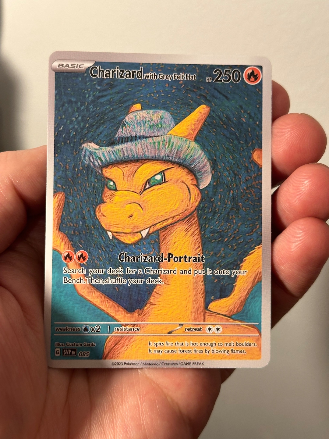 Charizard With Grey Felt Hat Custom Pokemon Card - Etsy Australia