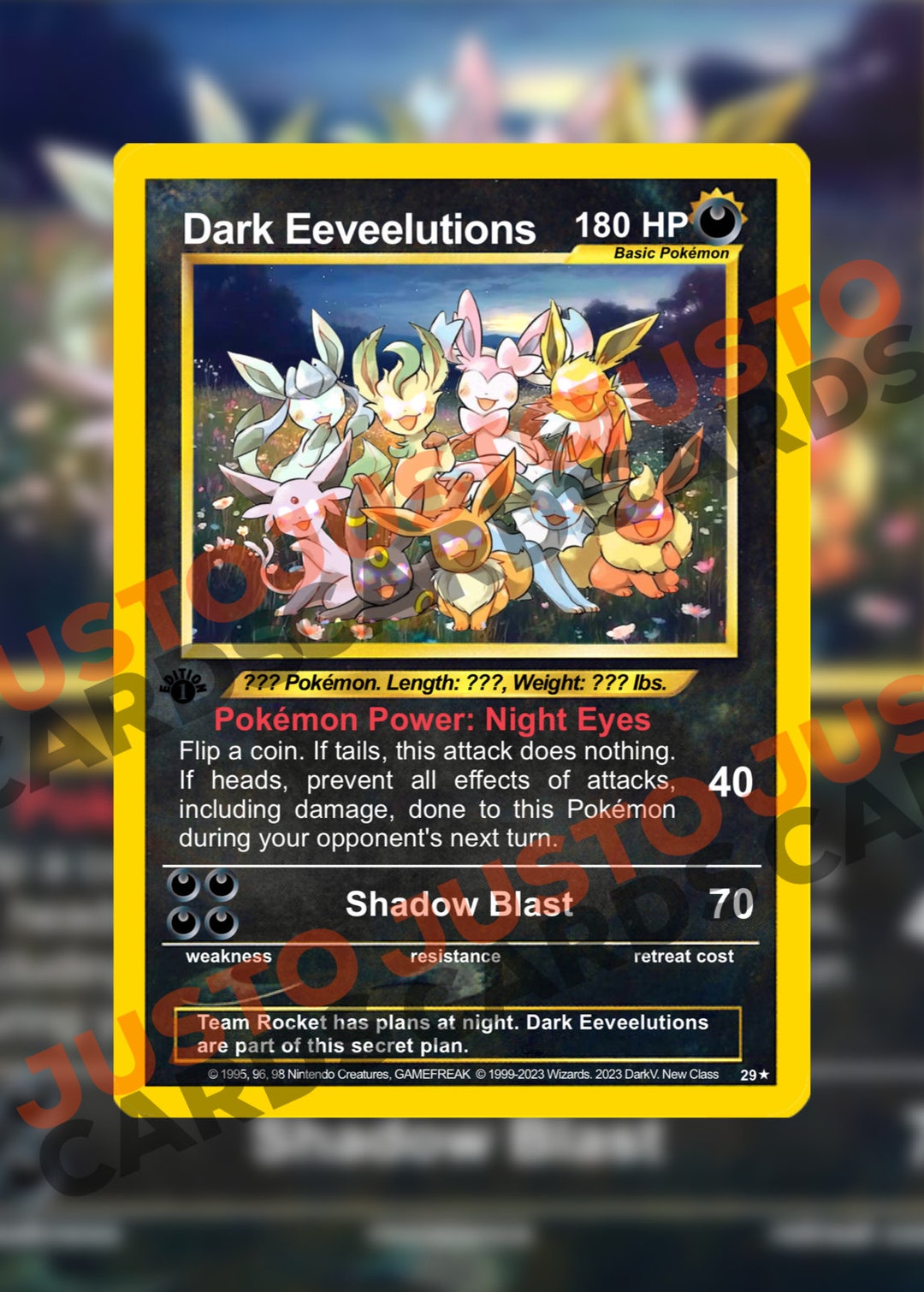 NEW Dark Eeveelutions Night Eyes Vintage Pokemon Card Art Wotc Style ...