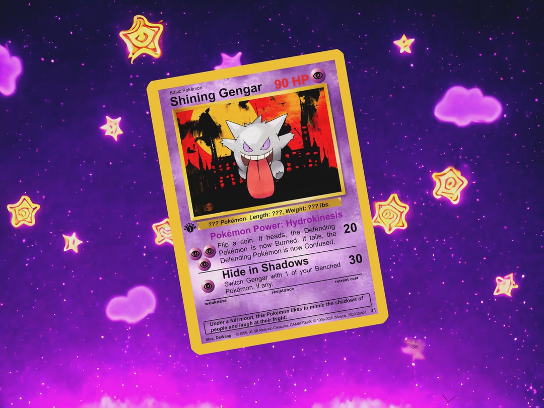 Shining Gengar - Custom Pokemon Card - White Gengar Alternate - Etsy