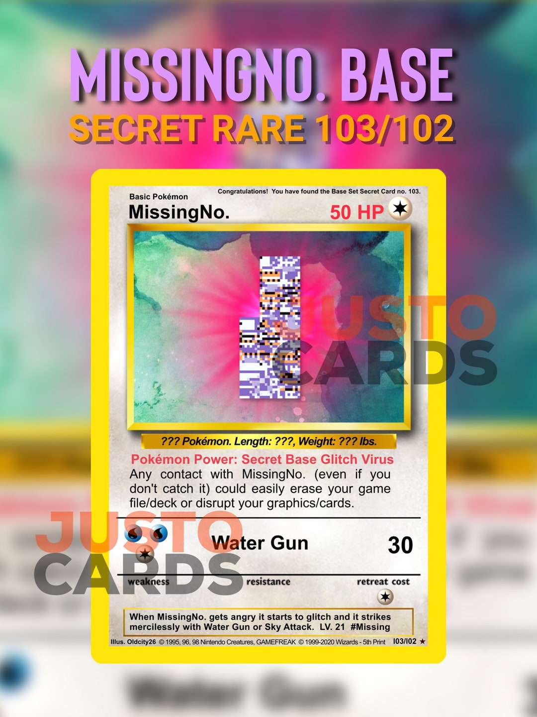 Missingno. Base Set Pokemon Card 103/102 Custom Fan Art Card - Etsy Singapore