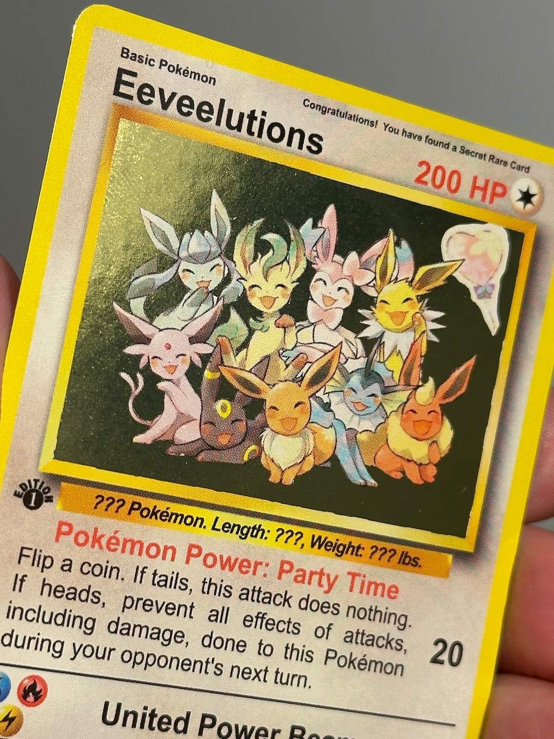 Eeveelutions Party Time HOLO EDITION - Vintage Pokemon Card Art Wotc Style - Eevee, Espeon ...