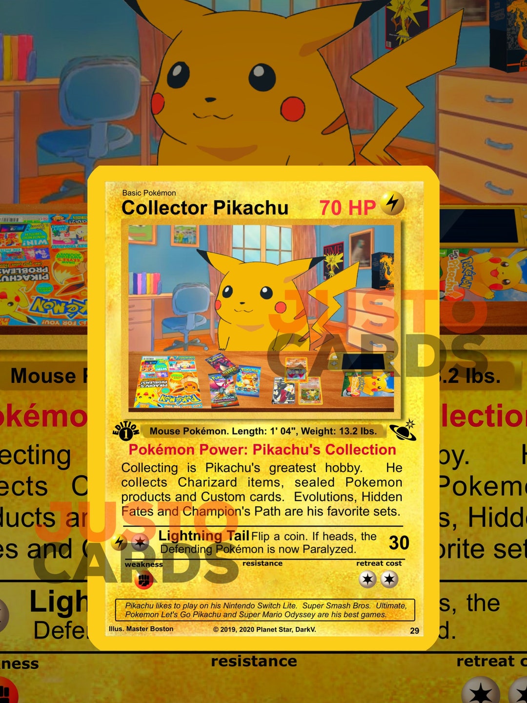 Collector Pikachu Custom Pokemon Card - Planet Star 1e Editie - Etsy