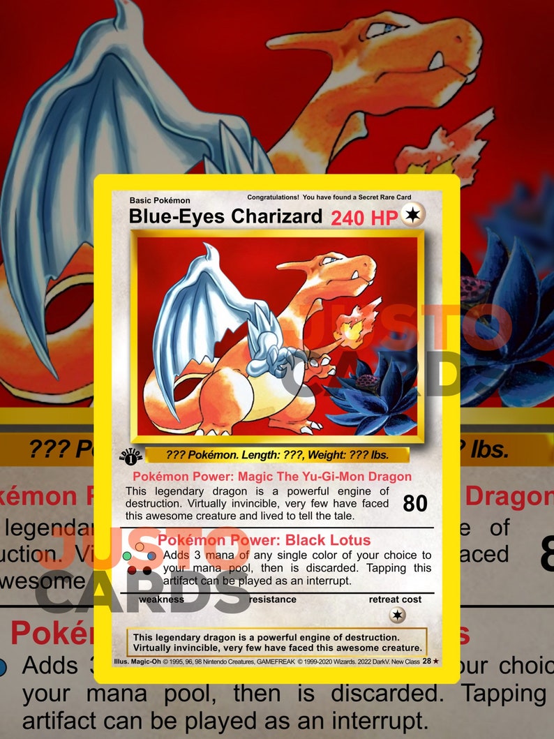 Blue-eyes Charizard White Dragon - Zwarte Lotus - Aangepaste Pokemon ...
