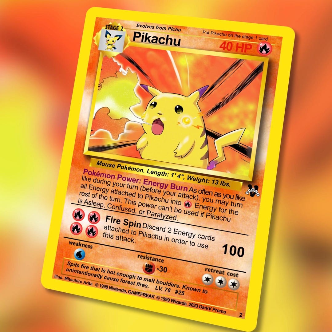 Pikachu Base Set Fire Type Charizard Card Kunstwerk - Vuur Pikachu ...