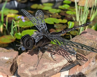 Metal Sculpture Dragonfly. Mechanical Dragonfly Figurine. Welded ...