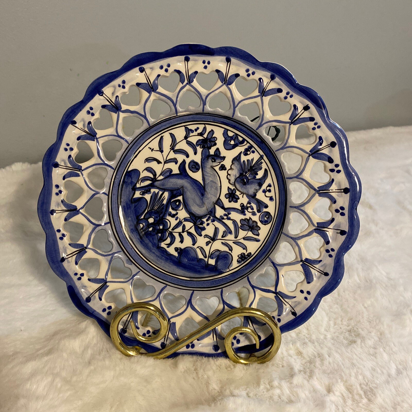 Blue and White Reticulated Heart 10 Plate With Deer. - Etsy